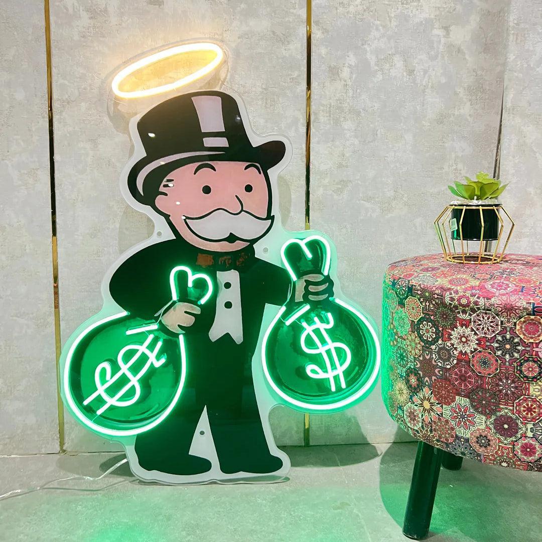 Monopoly Money Bag Neon Signs UV Printed Neon Decor – lz-go